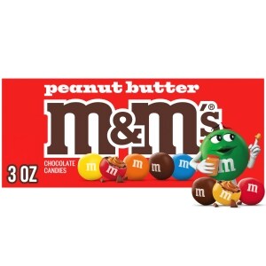 M&M'S Peanut Butter Milk Chocolate Candy Theater Box, 3 oz Box
