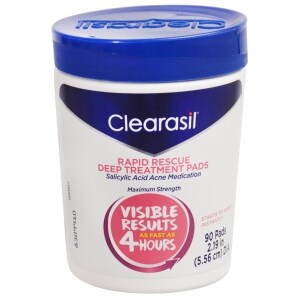 Clearasil Rapid Rescue Deep Treatment Acne Face Pads, Maximum Strenght ...