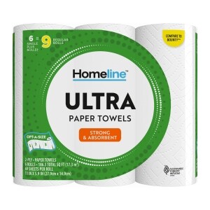 Homeline Ultra Opt-A-Size Paper Towels, 6 Rolls