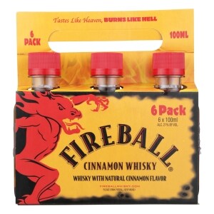 Fireball Cinnamon Malt Beverage, 100ml Plastic Bottles, 6 Count, 42 ...