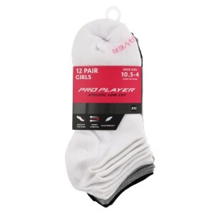 Pro Player Girls' Size 10.5-4 Low Cut Socks, 12 pair