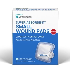Family Wellness Super Absorbent Non-Sticky Small Wound Dressings., 10 ...