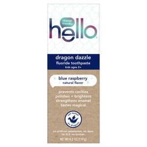 hello Kids Dragon Dazzle Blue Raspberry Fluoride Toothpaste, Vegan ...