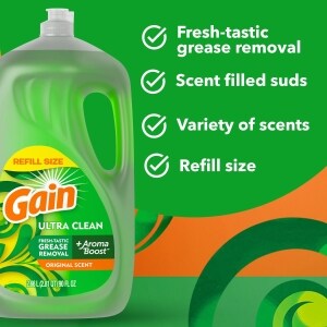 Gain Ultra + Bleach Alternative Dish Soap, Dishwashing Liquid, Honey ...
