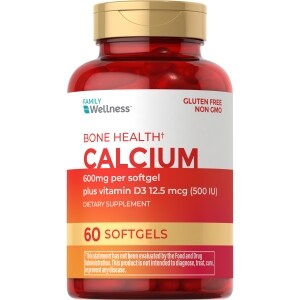 Family Wellness Calcium 600 mg + D3 500 IU Softgels, 60 ct.