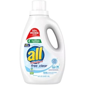 All Liquid Laundry Detergent, Free Clear for Sensitive Skin, 54 Fluid ...