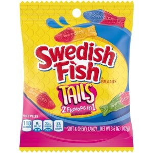 SWEDISH FISH Tails 2 Flavors in 1 Soft & Chewy Candy, 3.6 oz