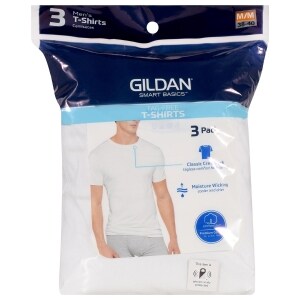 Gildan Smart Basics Men's Medium White T-Shirts, 3 ct.