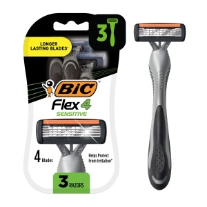 BIC Flex 4 Sensitive Men's Disposable Razors, For a Smooth, Ultra-Close ...
