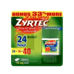 Zyrtec 24 Hour Allergy Relief Tablets, Antihistamine Indoor & Outdoor ...