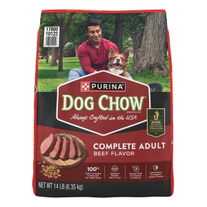 Purina Dog Chow Complete Adult Dry Dog Food Kibble Beef Flavor - 14 lb. Bag