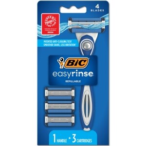 BIC EasyRinse Anti-Clogging, Refillable Men's Razors With 4 Blades, 1 ...