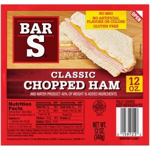 Bar-S Classic Chopped Ham Lunch Meat, 10 Slices Per Package, 12 Ounce Pack