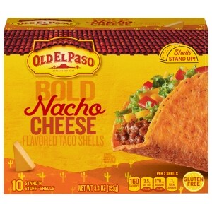 Old El Paso Stand 'N Stuff Bold Nacho Cheese Flavored Taco Shells, 10-count