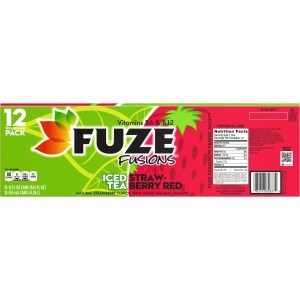 Fuze Iced Tea Strawberry Red Tea with Vitamins B6 and B12, 12 fl oz, 12 ...