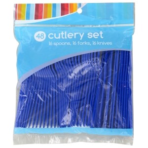 Blue Plastic Cutlery Sets, 48 ct.