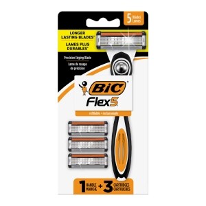 BIC Flex 5 Refillable Razors for Men, Long-Lasting 5 Blade Razors for a ...
