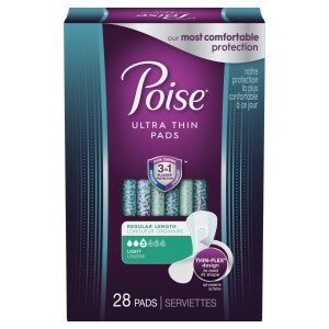 Poise Regular Light Absorbency Ultra-Thin Pads, 28 ct.