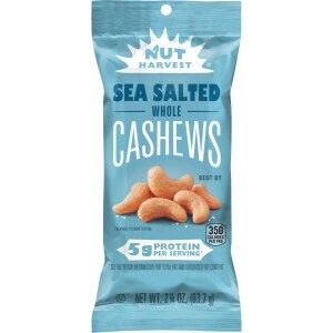 Nut Harvest Whole Sea Salted Cashews 2.25 oz