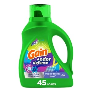 Gain + Odor Defense Liquid Laundry Detergent, Super Fresh Blast Scent ...