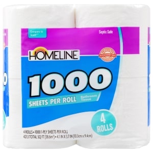 Homeline 1,000-Sheet Bathroom Tissue, 4 ct. | Family Dollar