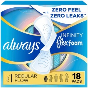 Always Size 1 Infinity Flex Foam Regular Flow Pads, 18 ct. | Family Dollar