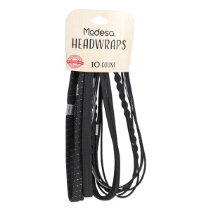 Modesa Black Headwraps Assorted, 10 ct.