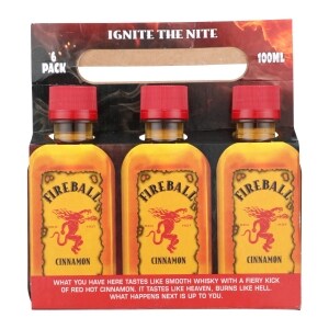 Fireball Cinnamon Malt Beverage, 100ml Plastic Bottles, 6 Count, 33 Proof
