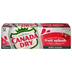 Canada Dry Fruit Splash Cherry Ginger Ale Zero Sugar Soda, 12 fl oz ...