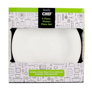 Family Chef White Ceramic Dinner Plates, 4 pk. 10.5 in.