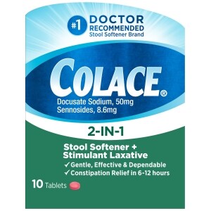 Colace 2-In-1 Stool Softener & Stimulant Laxative Tablets for Safe ...