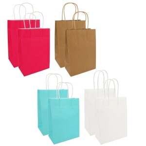 Medium Bright Solid Gift Bags, 2 ct.
