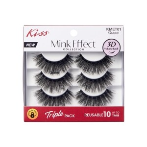 Kiss Mink Effect Collection 3D Volume False Eyelashes Triple Pack, 3 Pairs - Queen