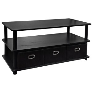 Interiors By Design Black Coffee Table with Storage Bins, 29x15.7x15.5 in.