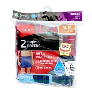 Hanes Men's Tartan Plaid Boxers, 2 pk. - Size M