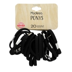 Modesa Black Flat Pony Elastics, 20 ct.