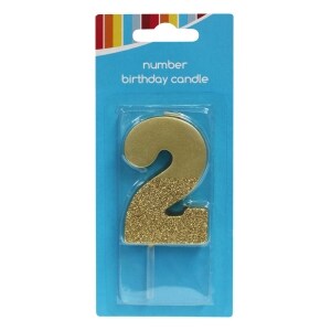 Gold Glitter Number Candle - 2