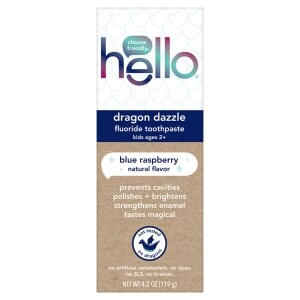 hello Kids Dragon Dazzle Blue Raspberry Fluoride Toothpaste, Vegan ...