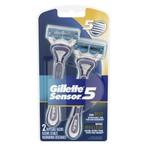 Gillette Sensor5 Men's Disposable Razors, 2 Count
