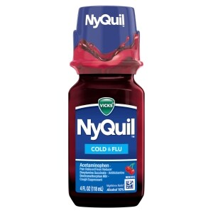 Vicks NyQuil Cherry Cold and Flu Relief Liquid Medicine, Powerful Multi ...
