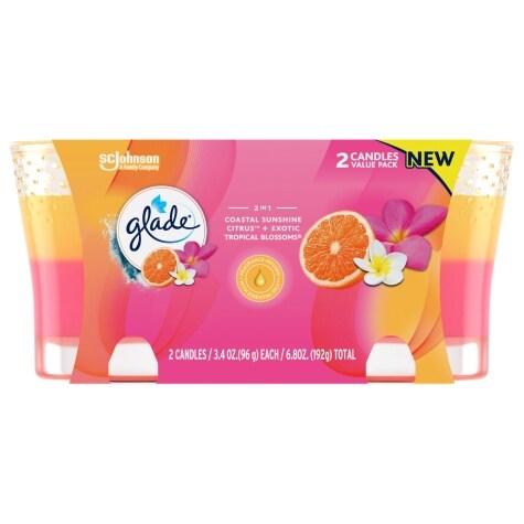 Glade 2in1 Jar Candle Air Freshener, Coastal Sunshine Citrus & Exotic ...