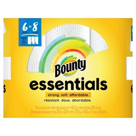 Bounty Essentials Printed Select-A-Size Paper Towels, 6 Big Rolls