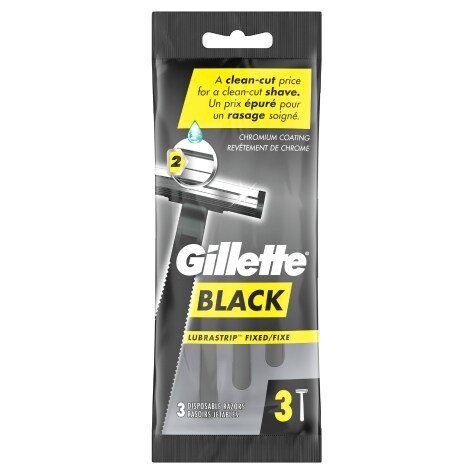 Gillette BLACK Fixed Men's Disposable Razors, 3 Count | Family Dollar
