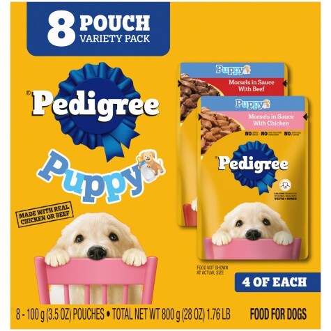 Pedigree Puppy Food for Dogs Variety Pack 8 - 3.5 oz Pouches