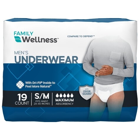 Family Wellness Maxium Absorbency Protective Underwear for Men Small ...