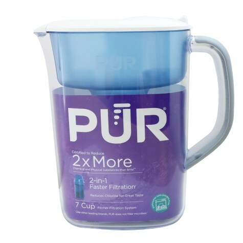 PUR 7 Cup Water Pitcher Filtration System, White/Blue, PPT700W