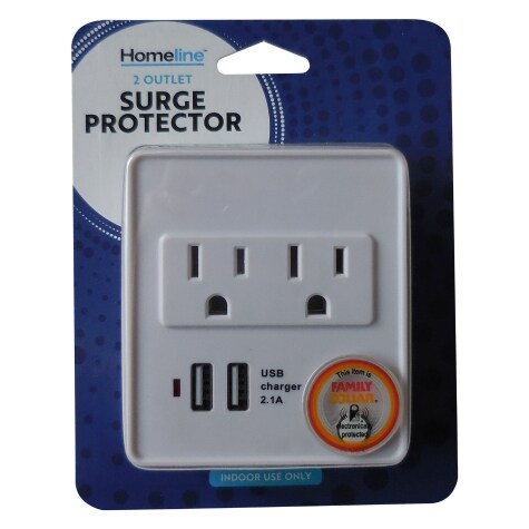 Homeline 2-Outlet Surge Protector with USB Ports