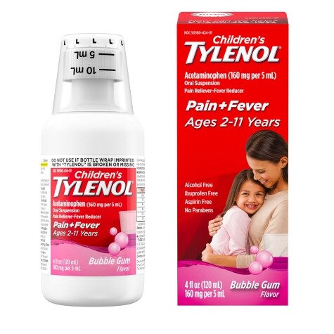 Children's Tylenol Oral Suspension Medicine, Kids' Cold & Flu Liquid ...