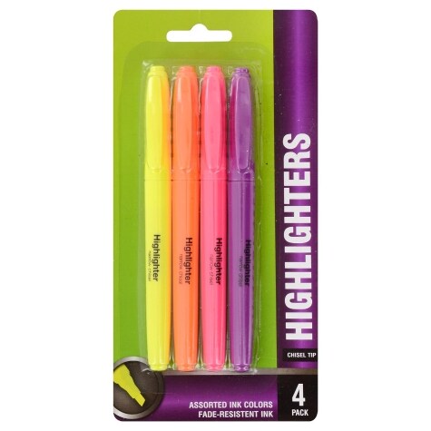 Assorted Chisel-Tip Highlighters, 4 ct.
