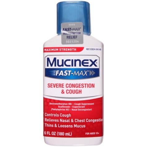 Congestion and Cough Liquid, Mucinex Fast-Max Severe Congestion and ...